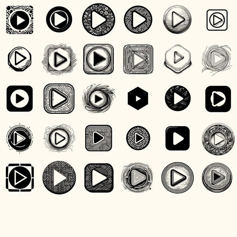 Play Button Svg Bundle, Play Button Vector, Play Button Silhouette ...