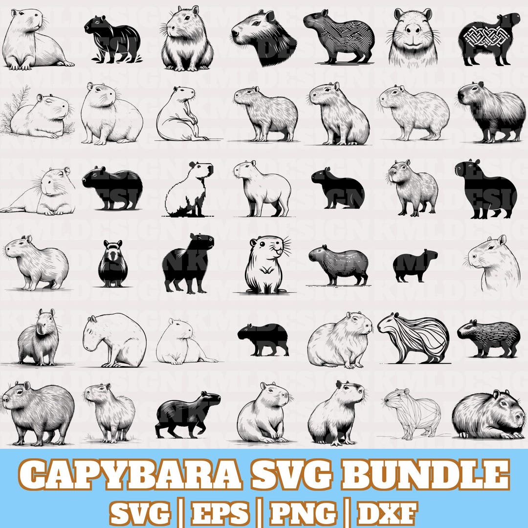 Capybara Svg Bundle, Capybara Vector, Capybara Silhouette, Cute ...