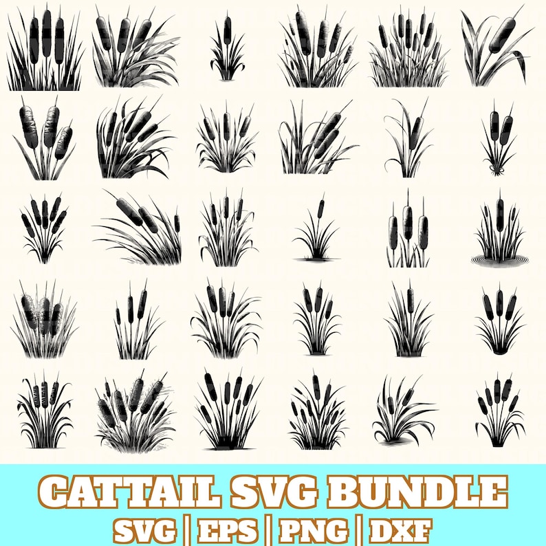 Cattail Svg Bundle, Cattail Vector, Cattail Silhouette, Cattail Svg PNG ...