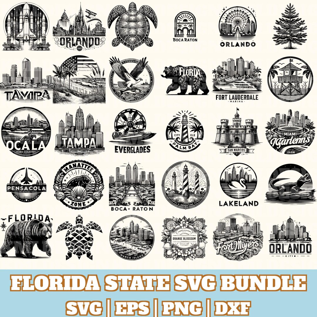 Florida State Svg Bundle, Florida State Vector Silhouette, Florida ...