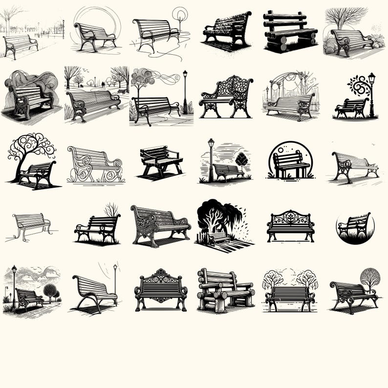 Park Bench Svg Bundle, Park Bench Vector, Park Bench Silhouette, Park ...