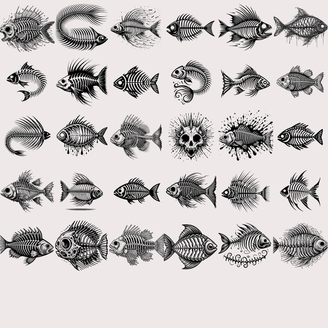 Fish Bones Svg Bundle, Fish Bones Vector, Fish Bones Silhouette ...