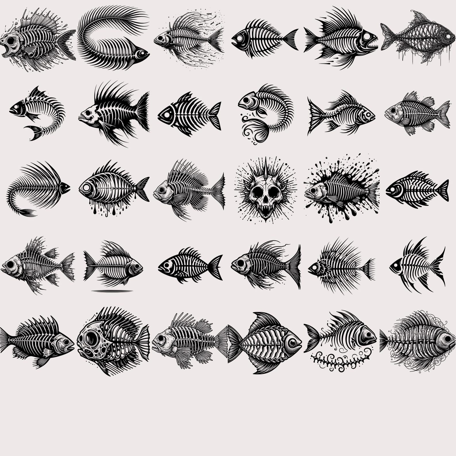 Fish Bones Svg Bundle, Fish Bones Vector, Fish Bones Silhouette ...