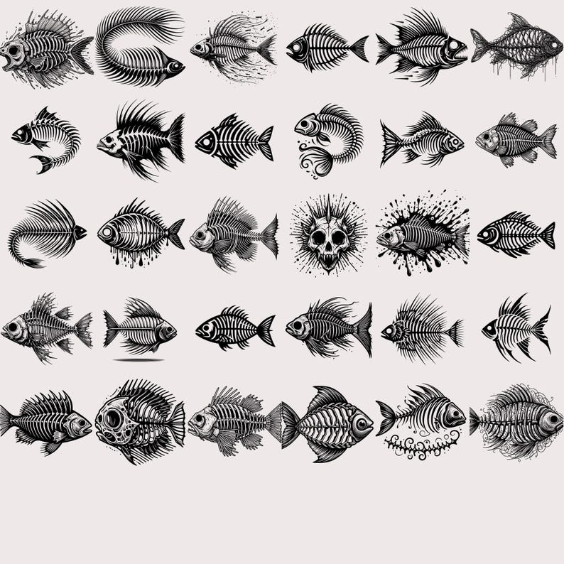 Fish Bones Svg Bundle, Fish Bones Vector, Fish Bones Silhouette ...