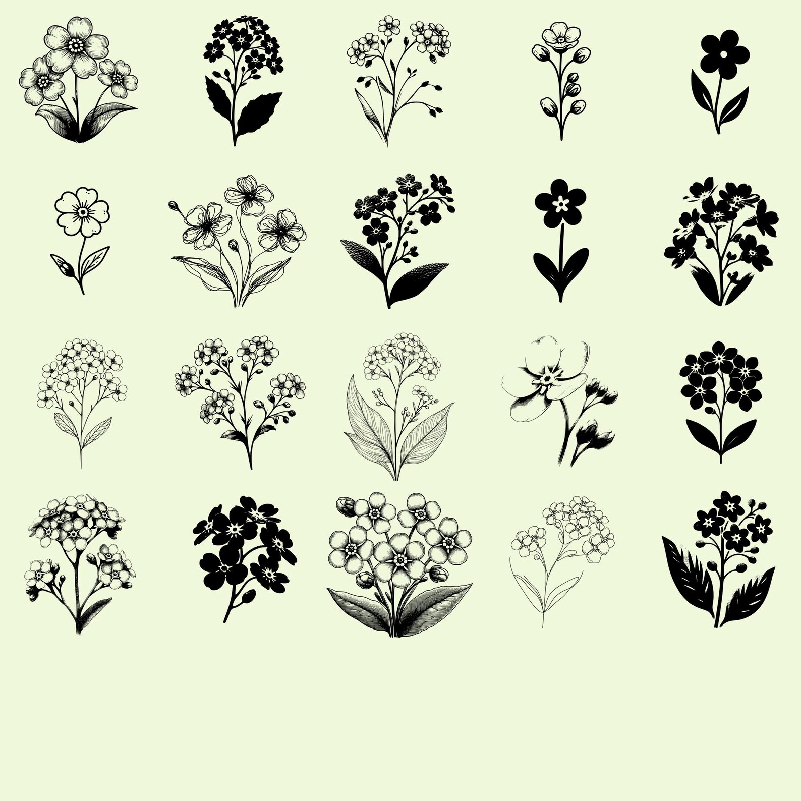 Forget-me-not Flower Svg Bundle, Forget-me-nots Vector, Flower ...