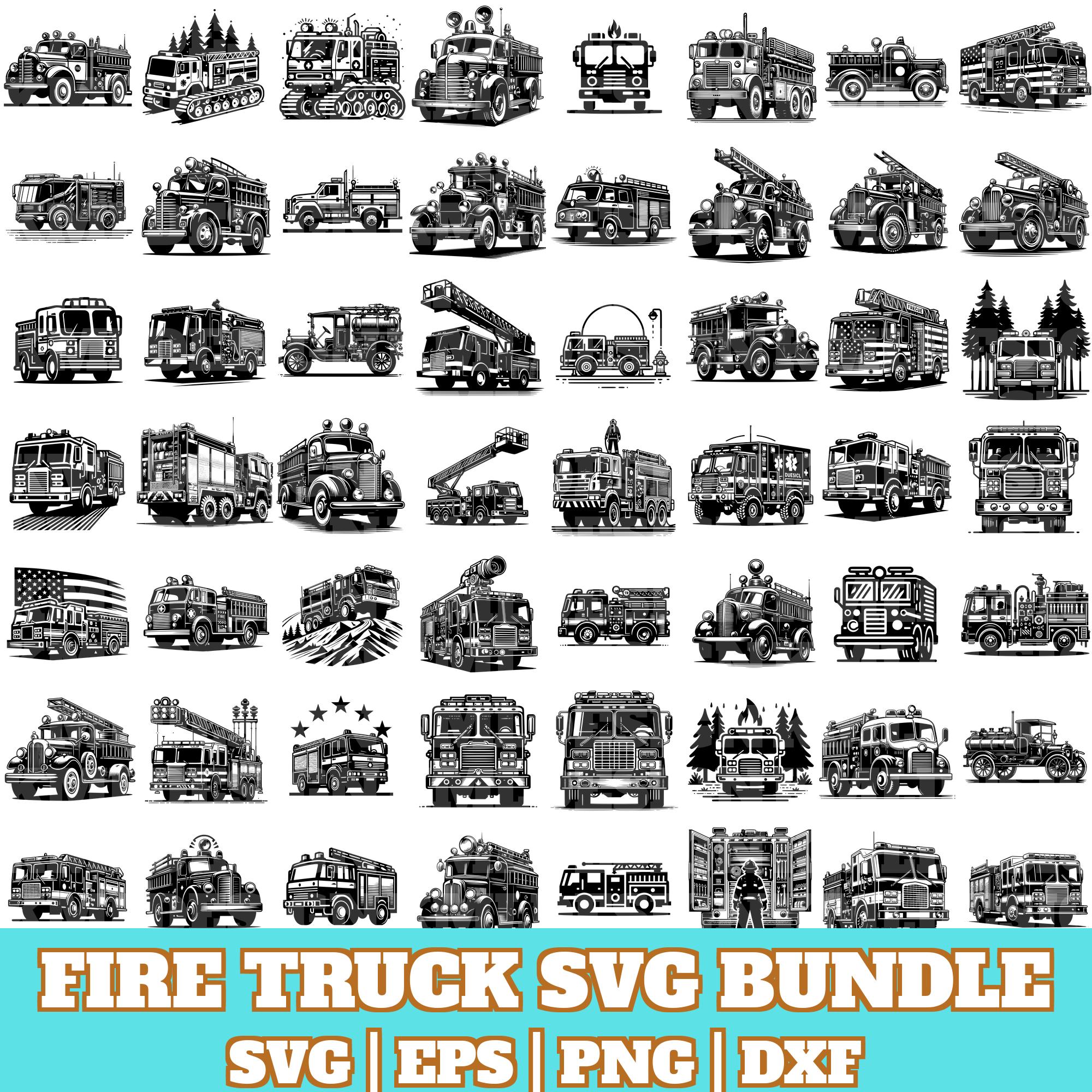Fire Truck Svg Bundle, Fire Truck Cutfile for Cricut, Fire Truck ...