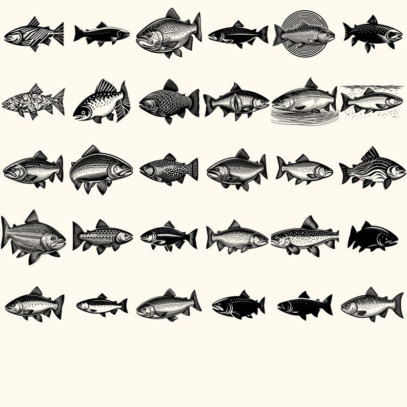 Salmon Fish Svg Bundle, Salmon Fish Vector, Salmon Fish Silhouette ...