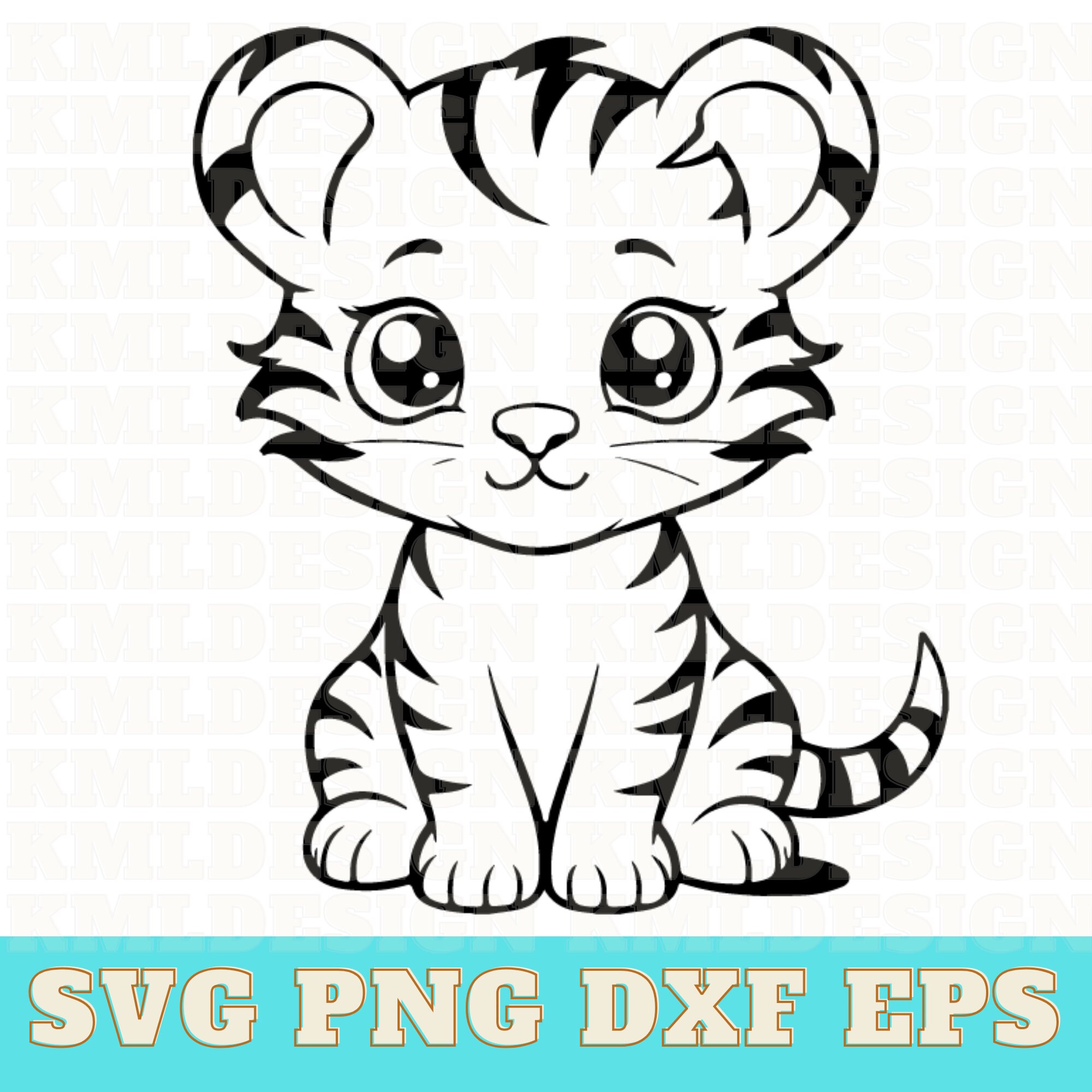 Cute Tiger Cub Vector Drawing Adorable Baby Tiger Art Kids Coloring ...