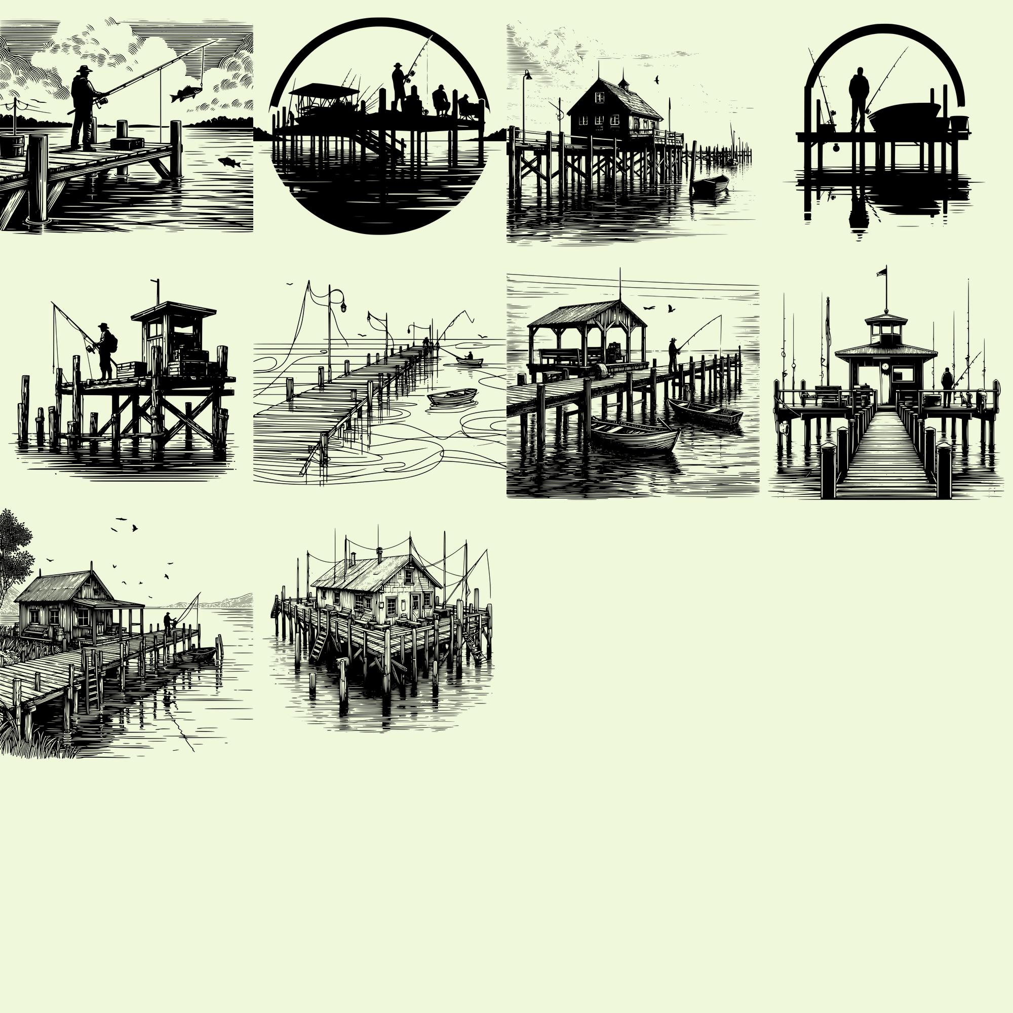 Fishing Dock Svg Bundle, Fishing Dock Vector, Fishing Dock Silhouette ...