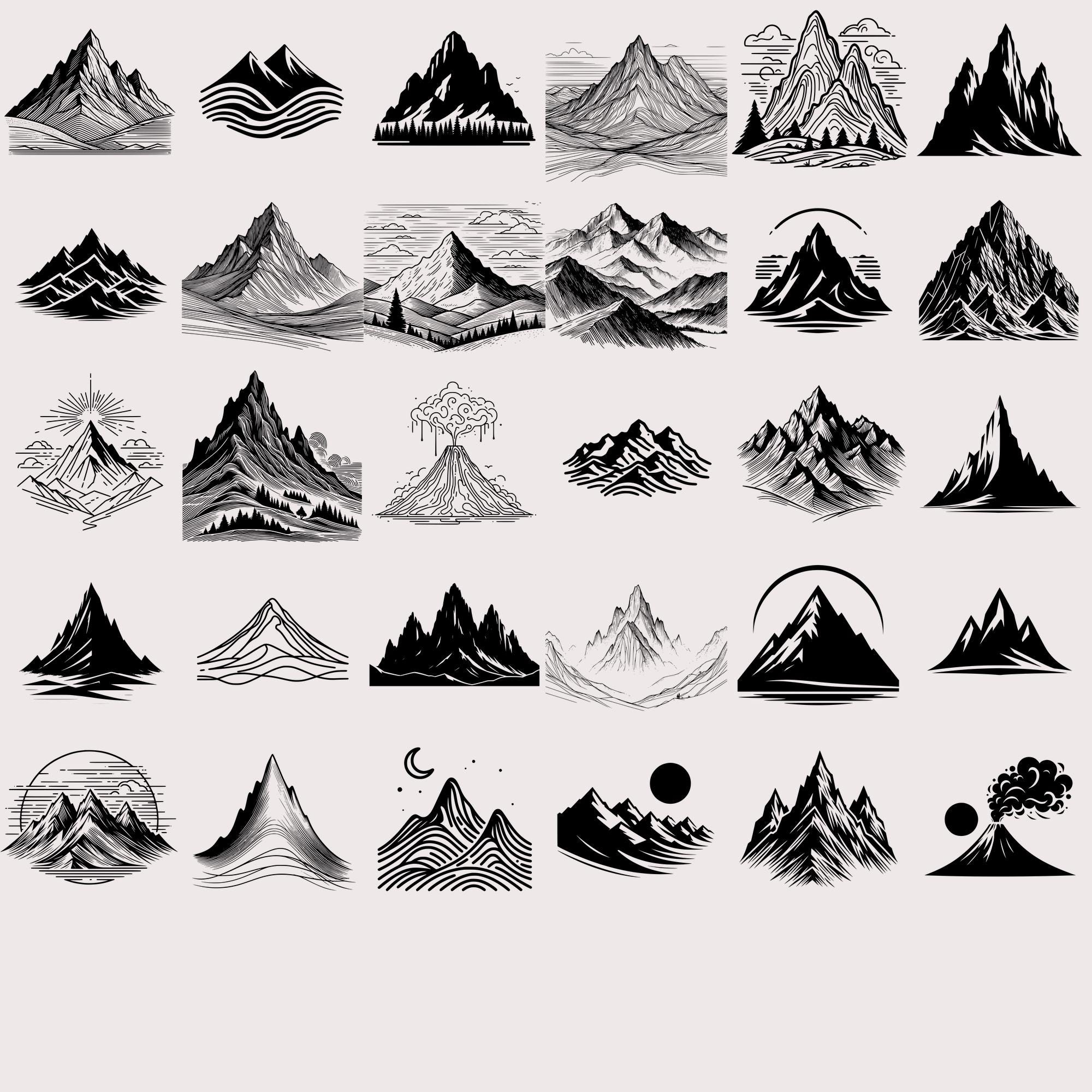 Mountains Svg Bundle, Mountains Vector, Mountains Silhouette, Mountains ...