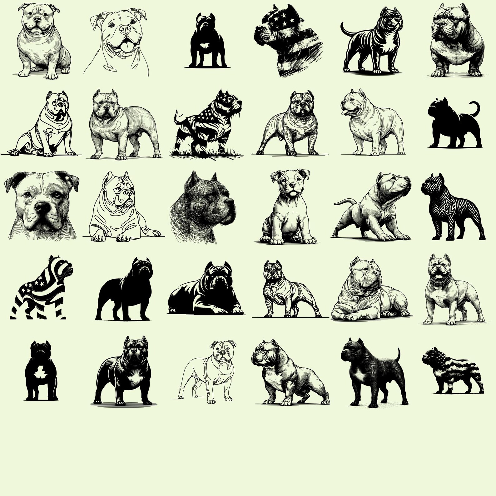 American Bully Svg Bundle, American Bully Puppy Vector, the American ...