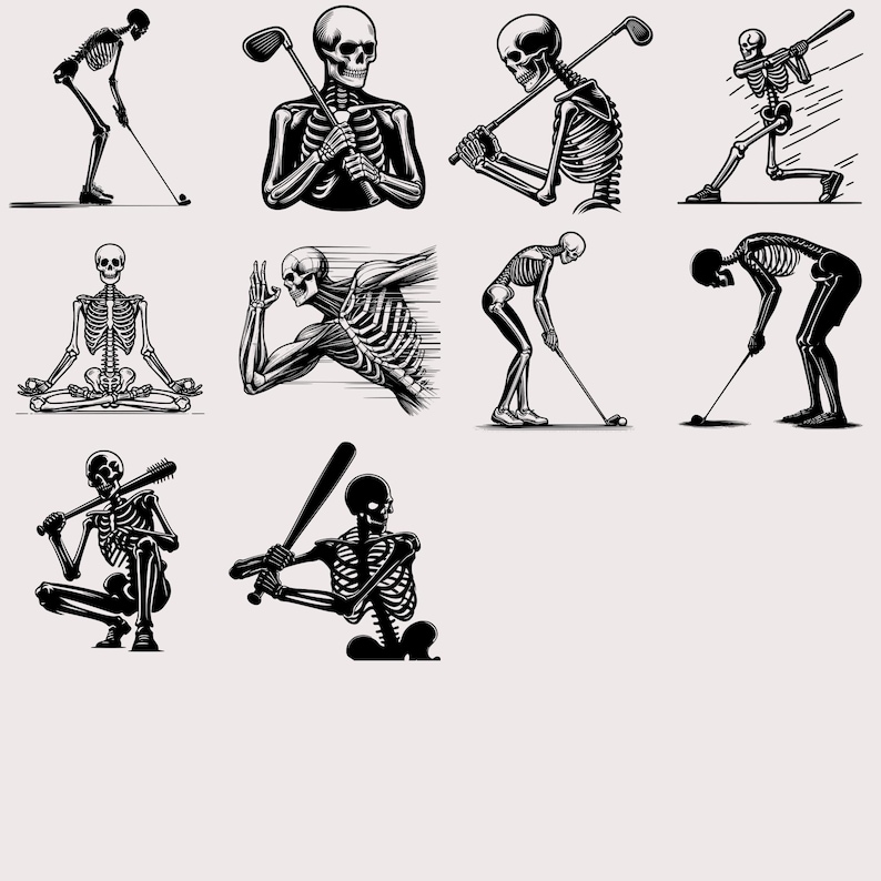 Skeleton Golfer Svg Bundle, Skeleton Golfer Vector, Skeleton Player ...