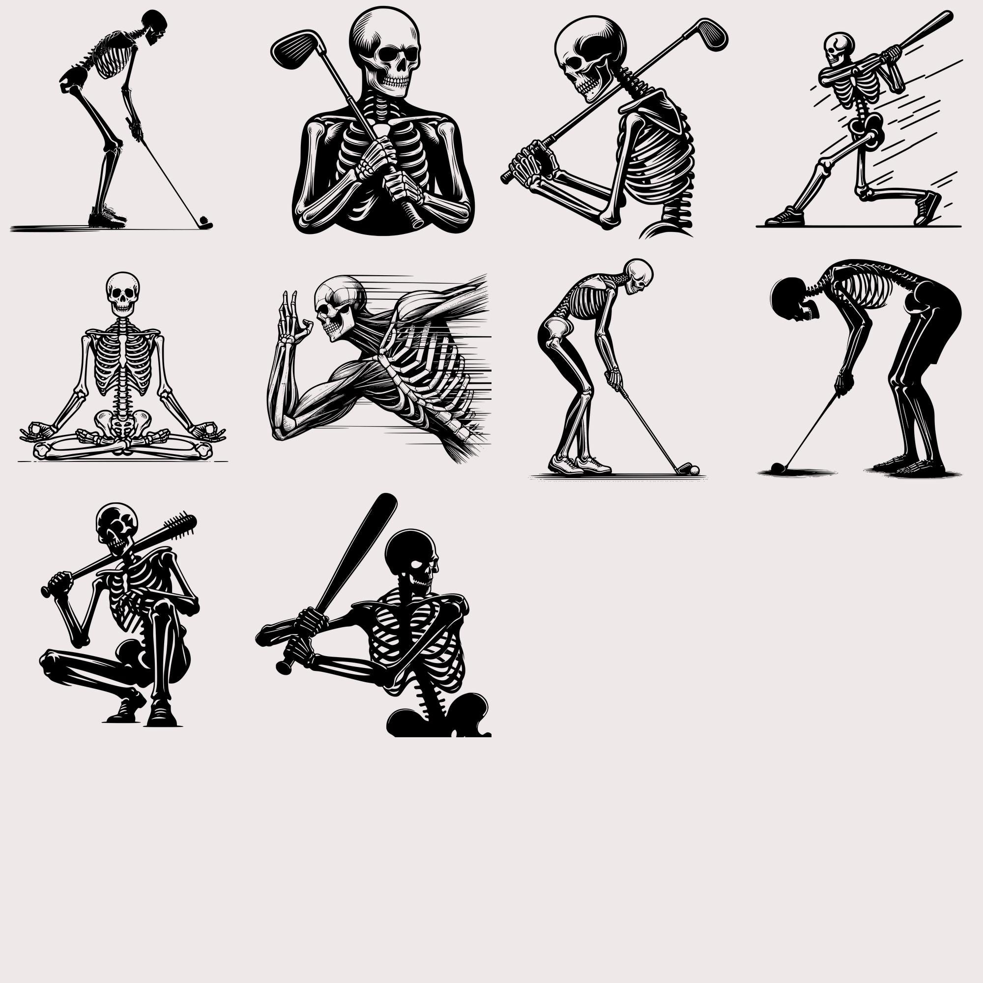 Skeleton Golfer Svg Bundle, Skeleton Golfer Vector, Skeleton Player ...