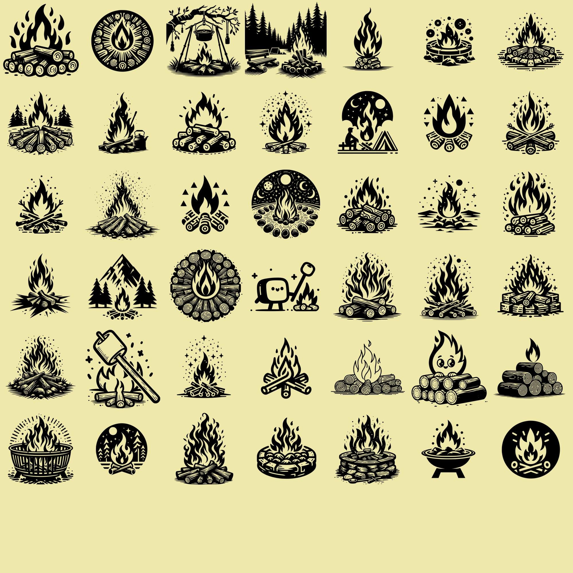 Campfire Svg Bundle, Campfire SVG, Campfire Silhouette, Camp Life ...