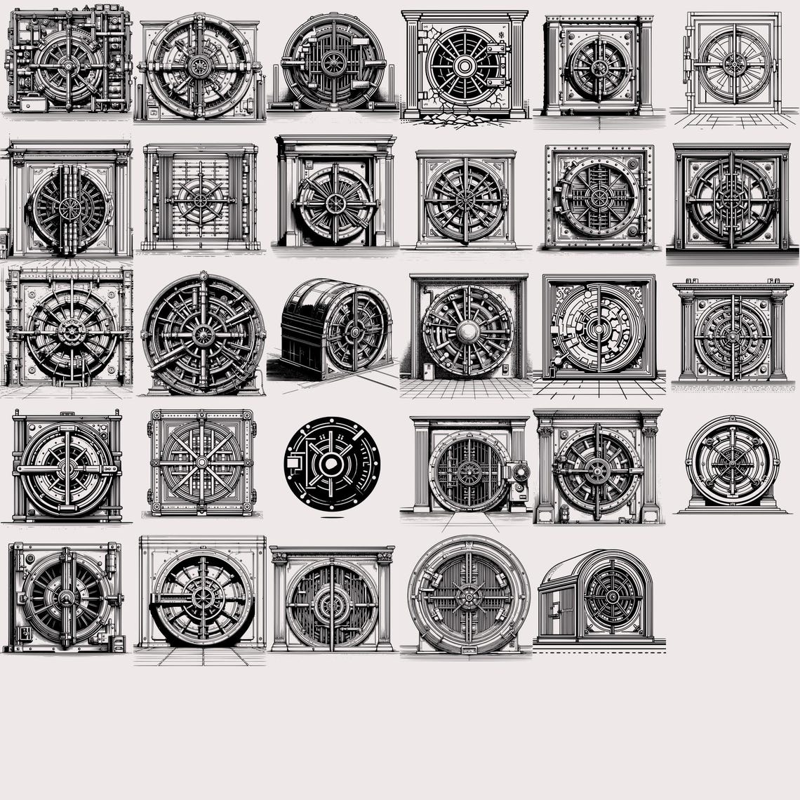 Bank Vault Svg Bundle, Bank Vault Vector, Bank Safe Vault Silhouette ...