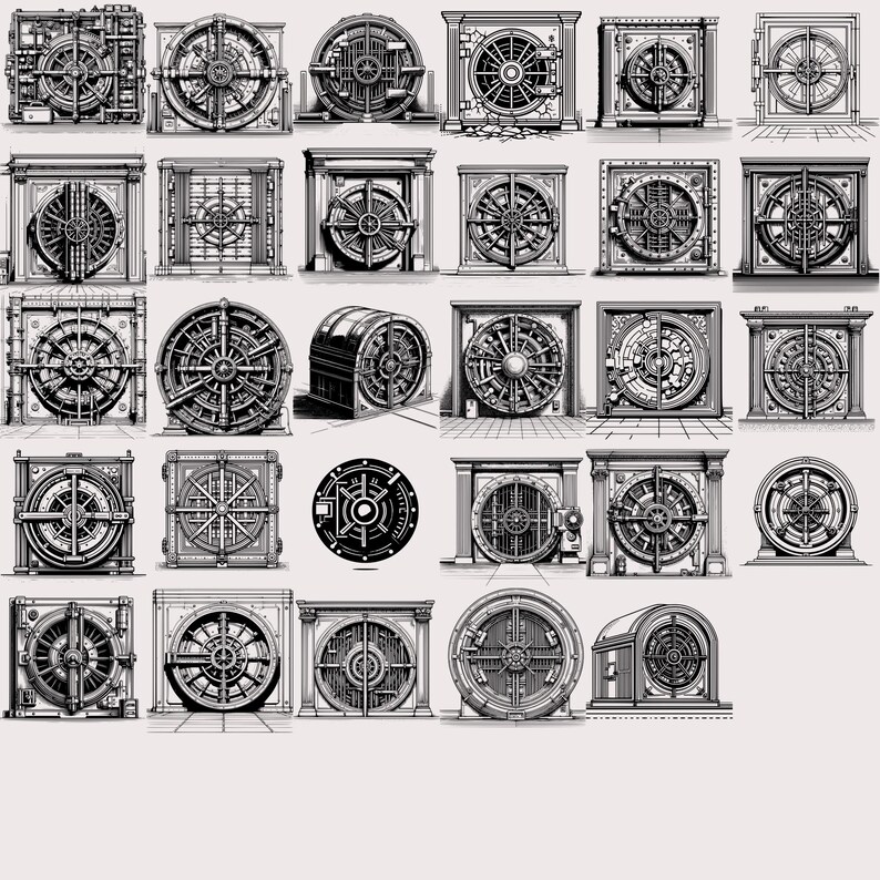 Bank Vault Svg Bundle, Bank Vault Vector, Bank Safe Vault Silhouette ...