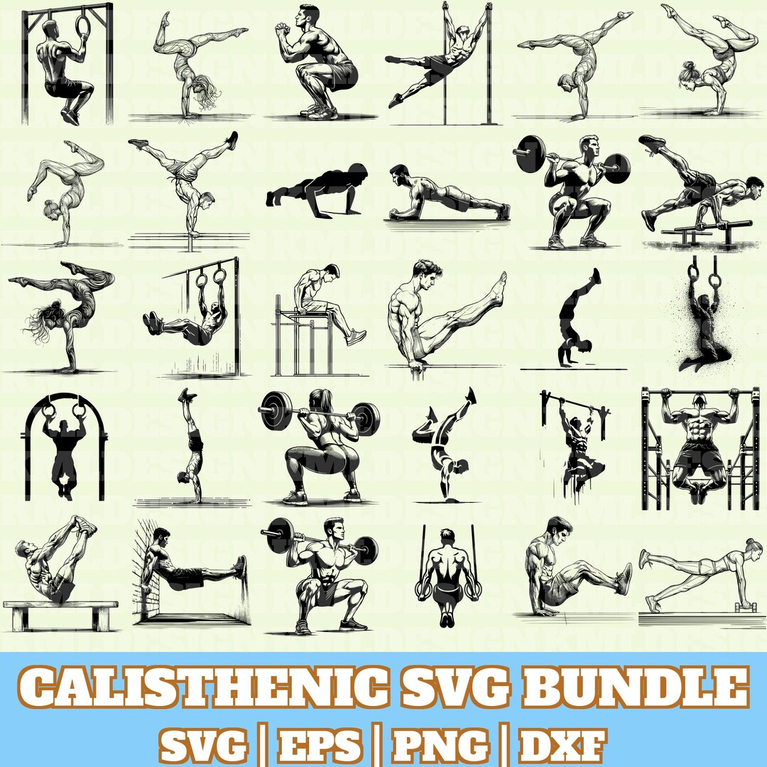 Calisthenic Svg Bundle, Gymnastic Vector, Gymnast Silhouette, Gym ...