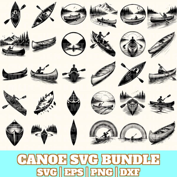 Canoe Svg - Etsy