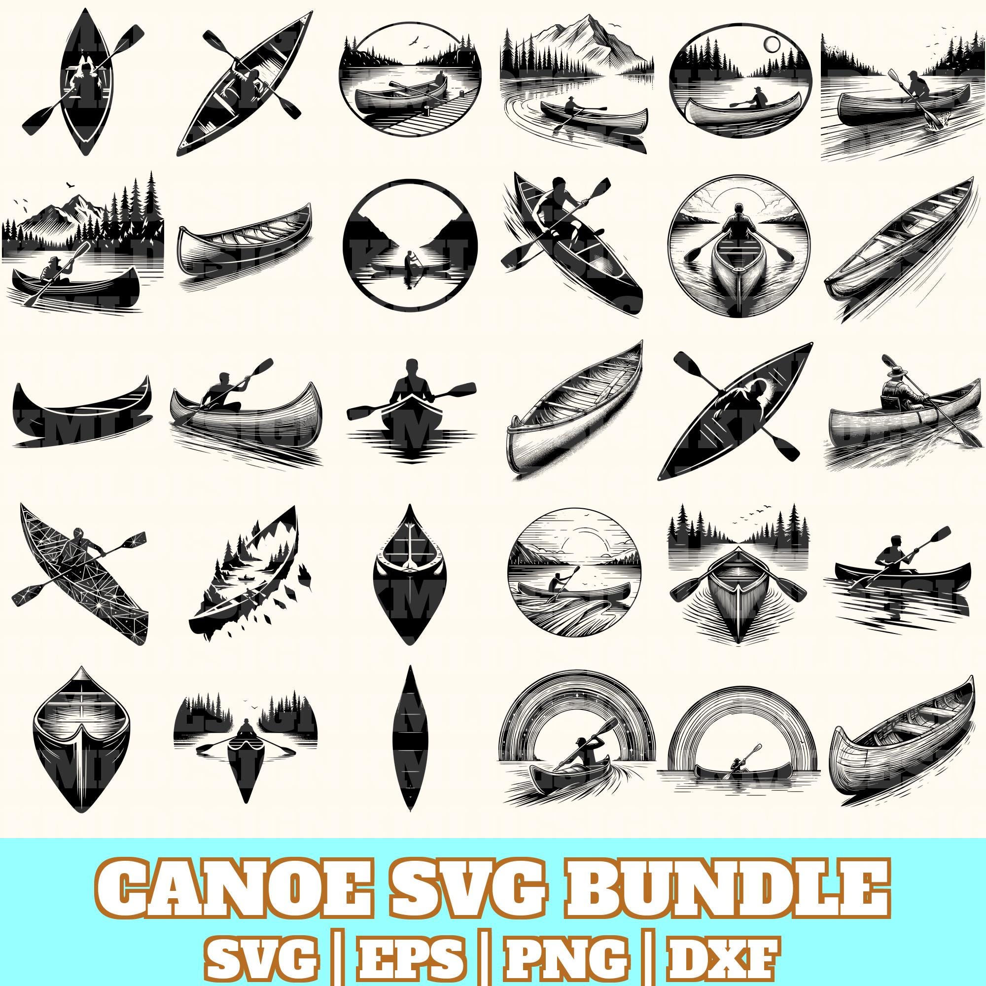 Canoe Svg Bundle, Canoe Vector, Canoe Silhouette, Canoe Svg PNG Eps Dxf ...