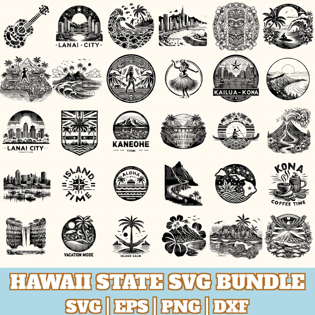 Hawaii State Svg Bundle, Hawaii State Vector Silhouette, Hawaii State ...