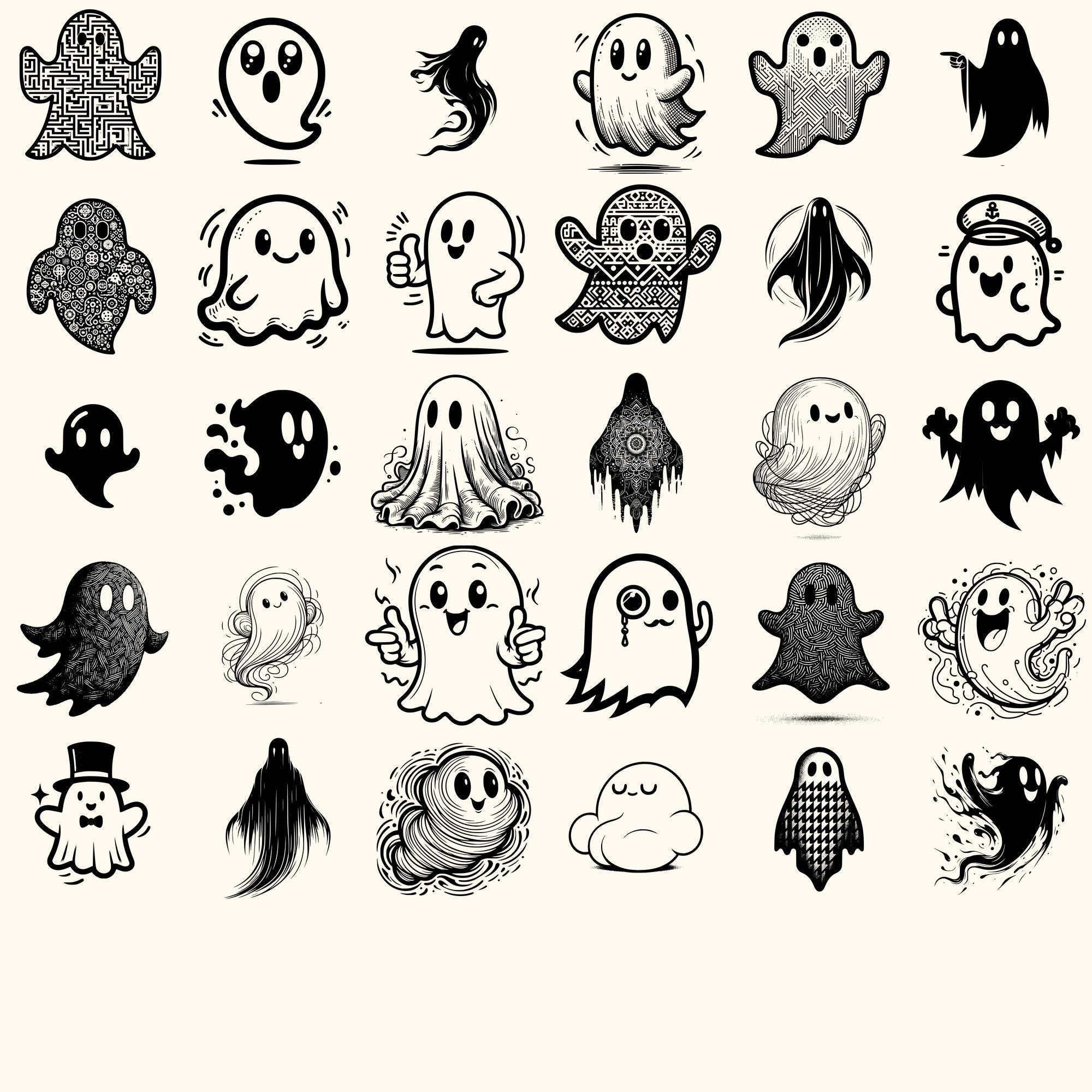 Ghost Svg Bundle, Cartoon Ghost Vector, Cartoon Ghost Silhouette ...