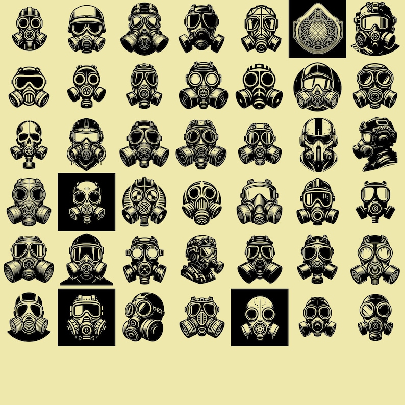 Gas Mask Svg Bundle, Gas Mask Cut File, Gas Mask Silhouette, Gas Mask ...