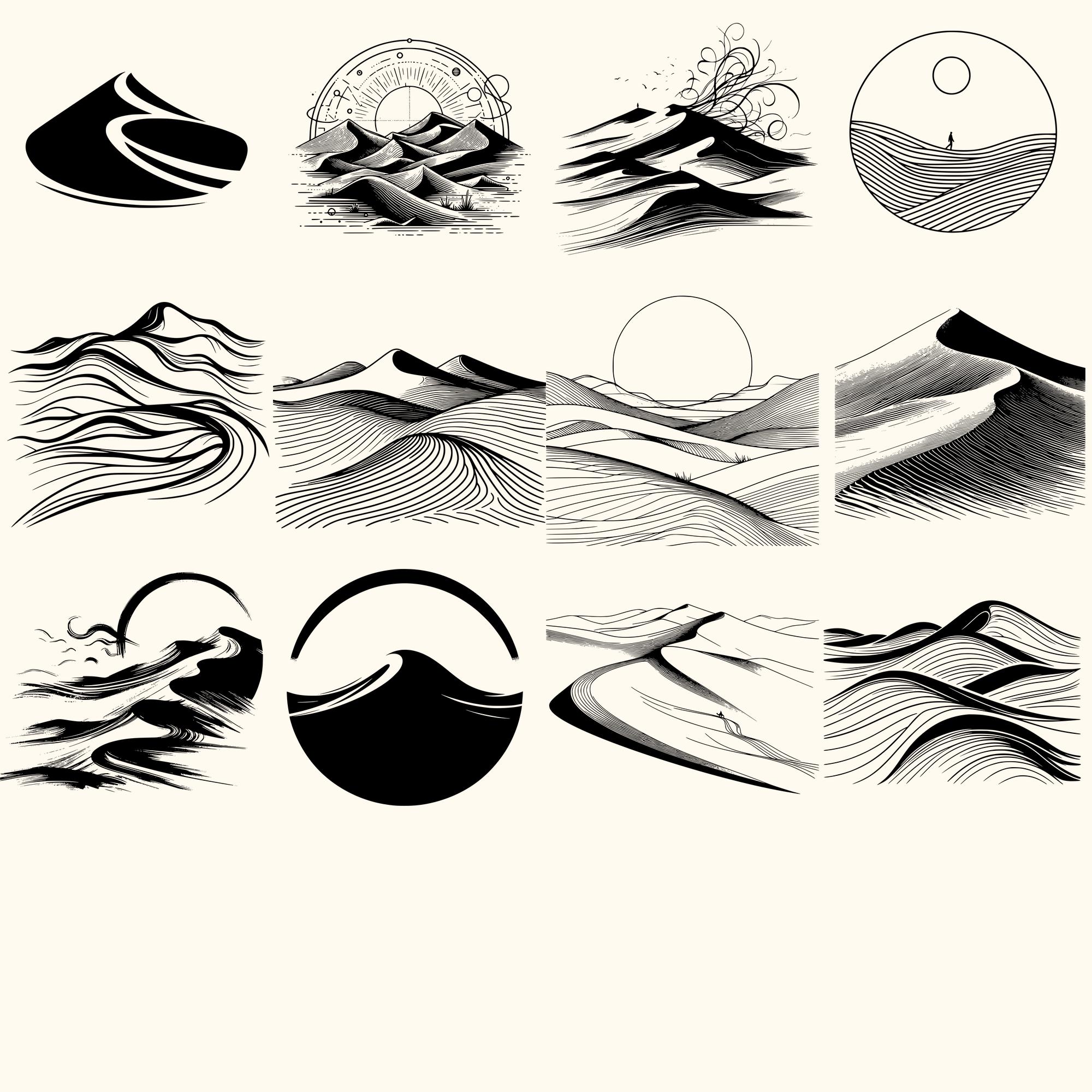 Sand Dune Svg Bundle, Sand Dune Vector, Sand Dune Silhouette, Sand Dune ...