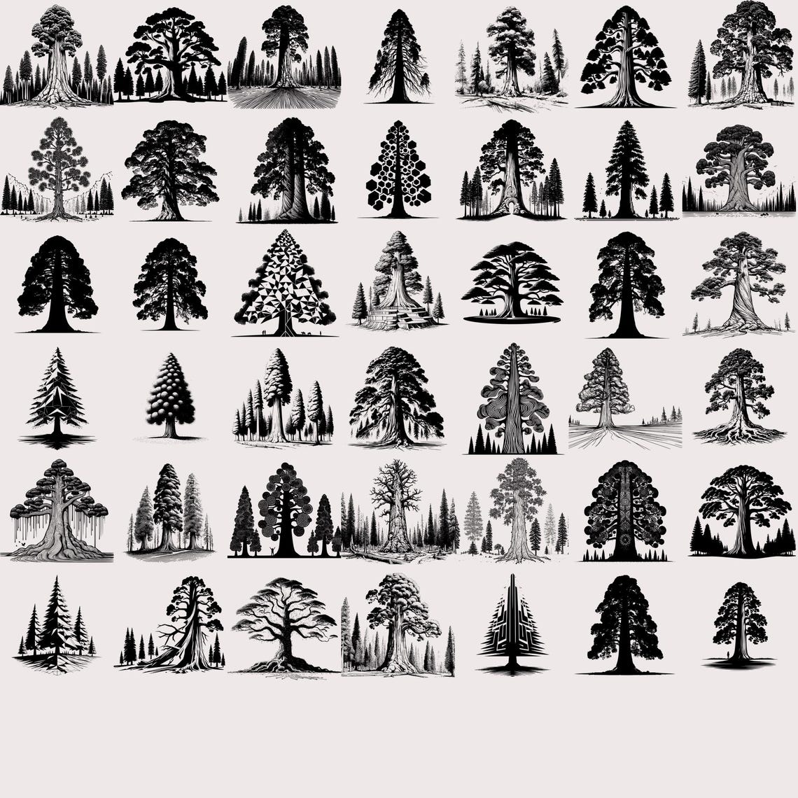 Sequoia Tree Svg Bundle, Giant Sequoia Tree Vector, Sequoia Tree ...