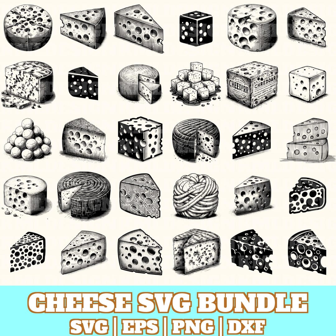 Cheese Svg Bundle, Cheese Vector, Cheese Silhouette, Cheese Svg PNG Eps ...