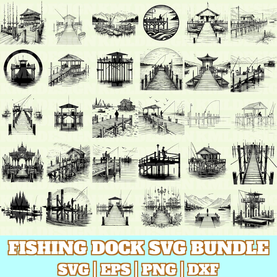 Fishing Dock Svg Bundle, Fishing Dock Vector, Fishing Dock Silhouette ...
