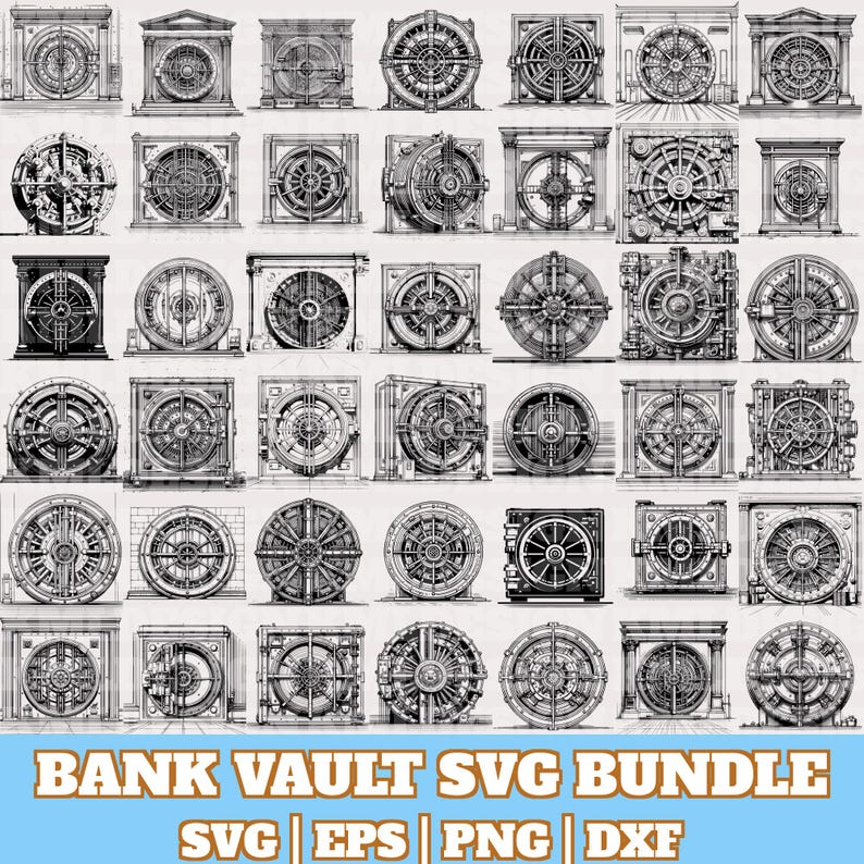 Bank Vault Svg Bundle, Bank Vault Vector, Bank Safe Vault Silhouette ...