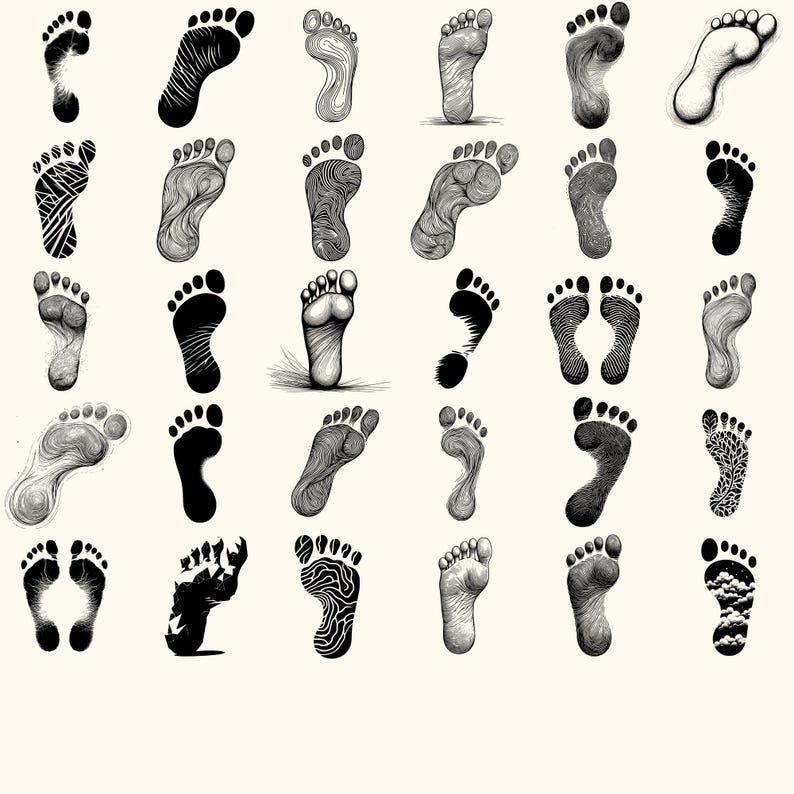 Foot Print Svg Bundle, Foot Print Vector, Foot Print Silhouette, Foot ...