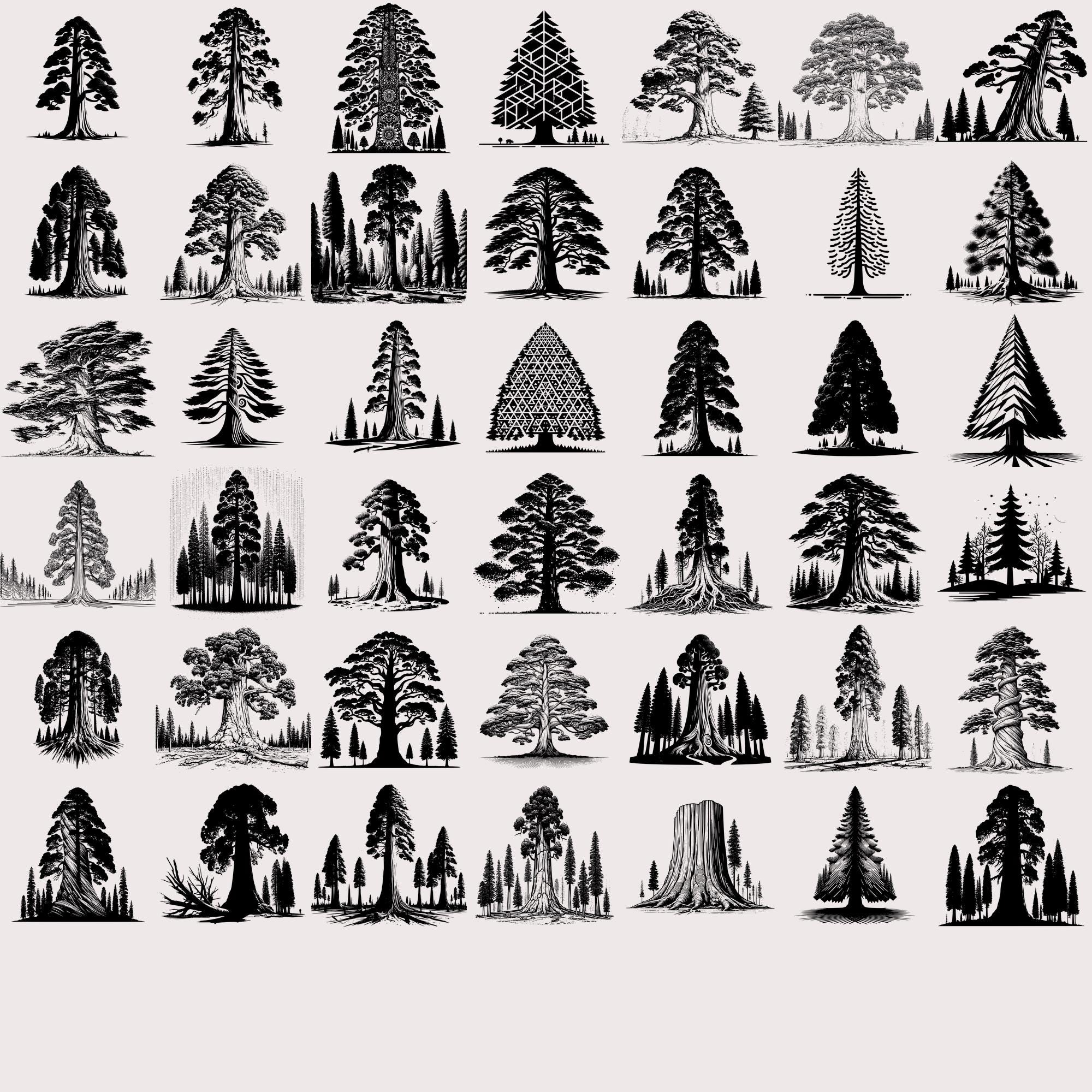 Sequoia Tree Svg Bundle, Giant Sequoia Tree Vector, Sequoia Tree ...