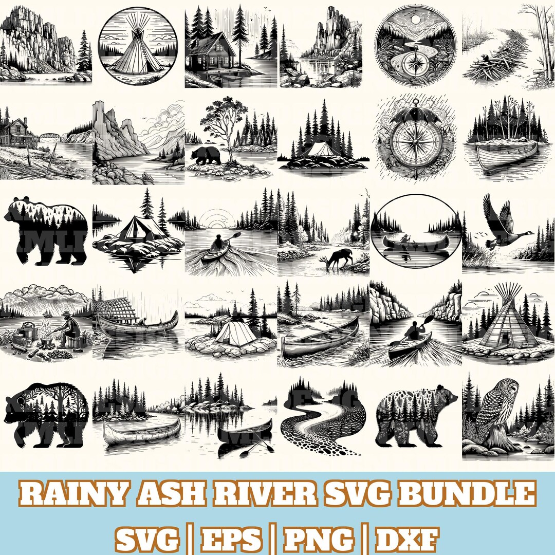 Rainy Ash River Svg Bundle, Rainy Ash River Vector Silhouette, Rainy ...