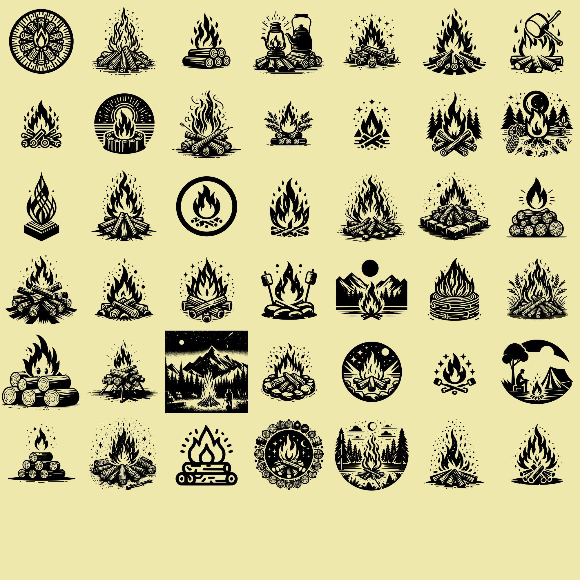 Campfire Svg Bundle, Campfire SVG, Campfire Silhouette, Camp Life ...