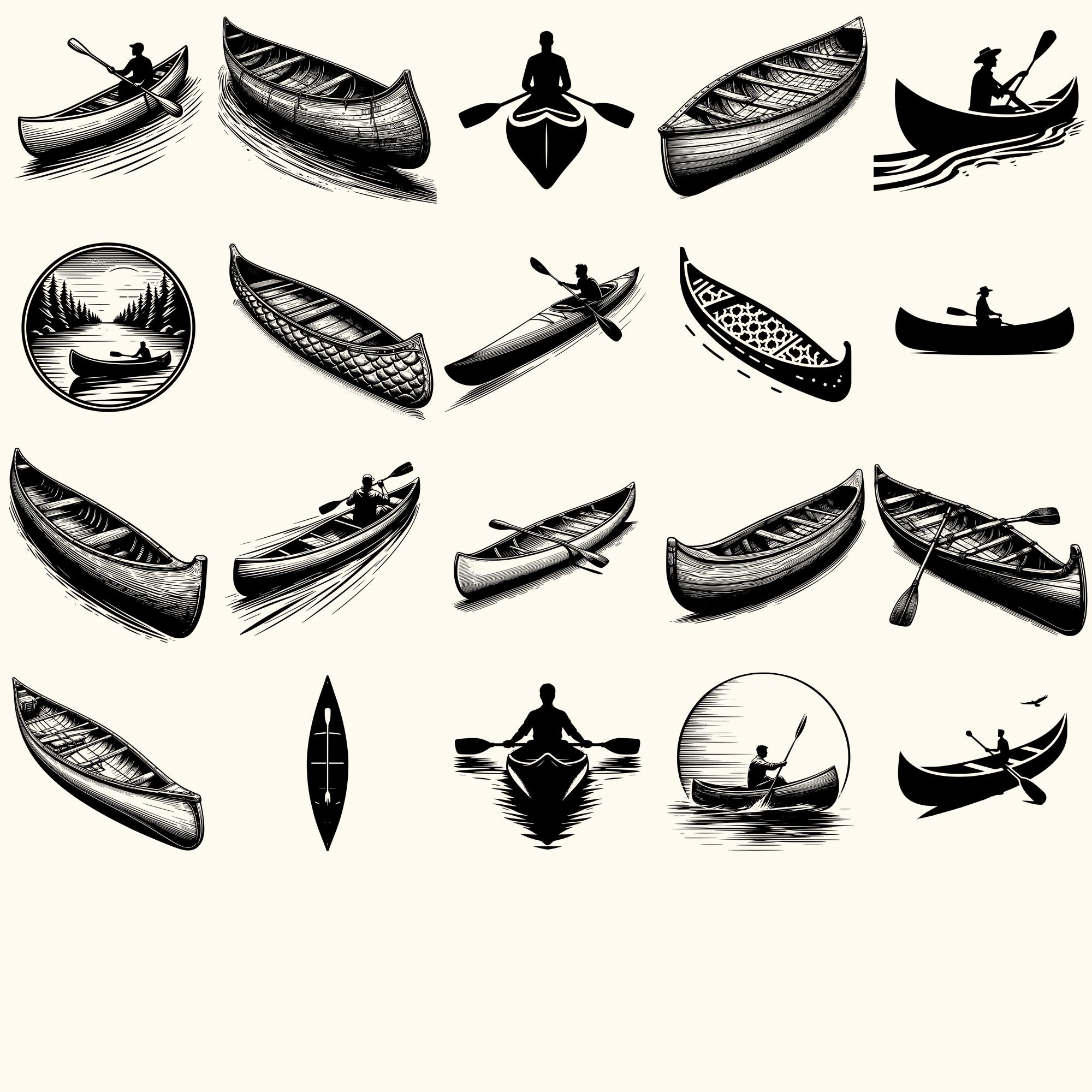 Canoe Svg Bundle, Canoe Vector, Canoe Silhouette, Canoe Svg PNG Eps Dxf ...