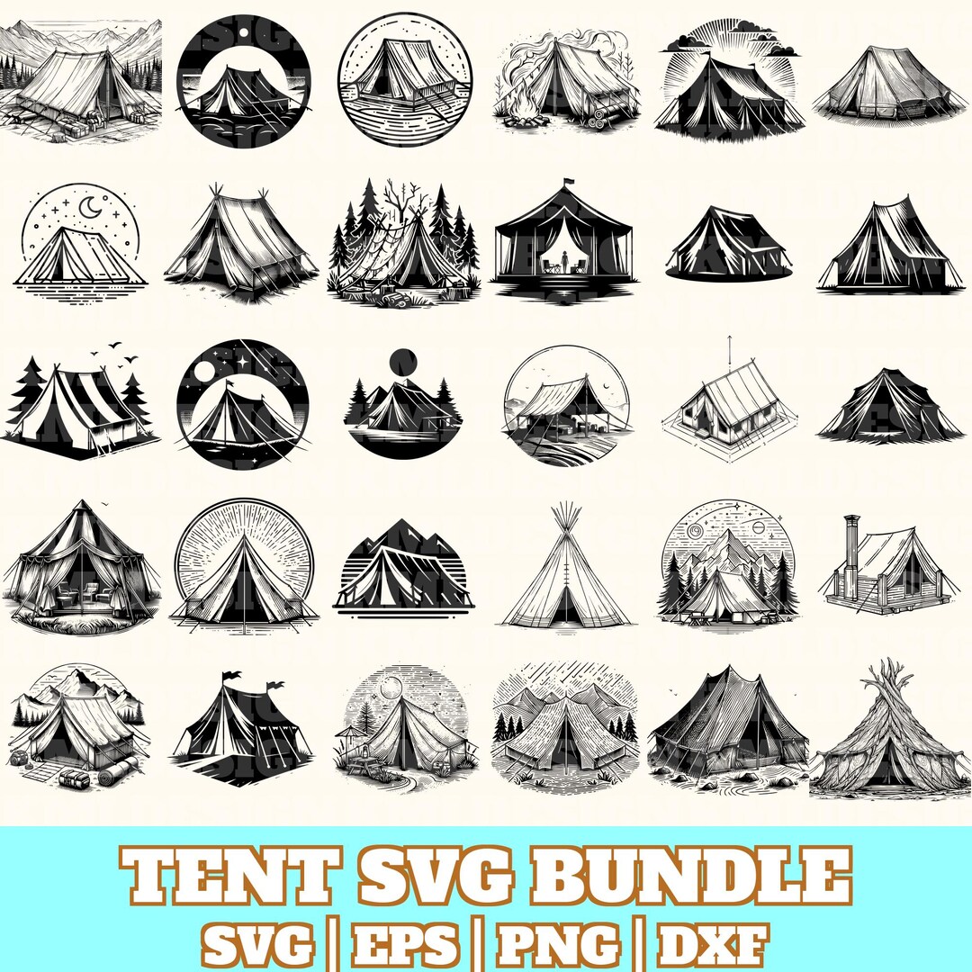 Tent Svg Bundle, Tent Vector, Tent Silhouette, Tent Svg PNG Eps Dxf ...