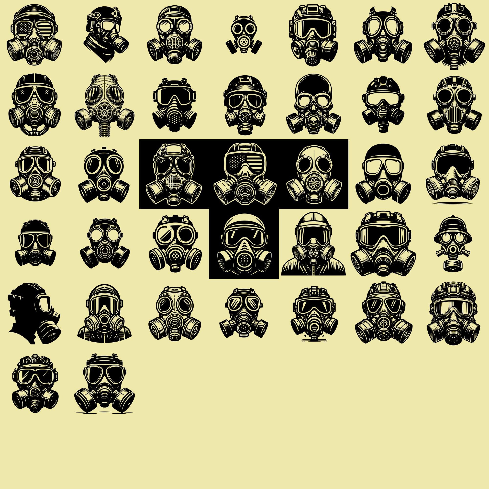 Gas Mask Svg Bundle, Gas Mask Cut File, Gas Mask Silhouette, Gas Mask ...