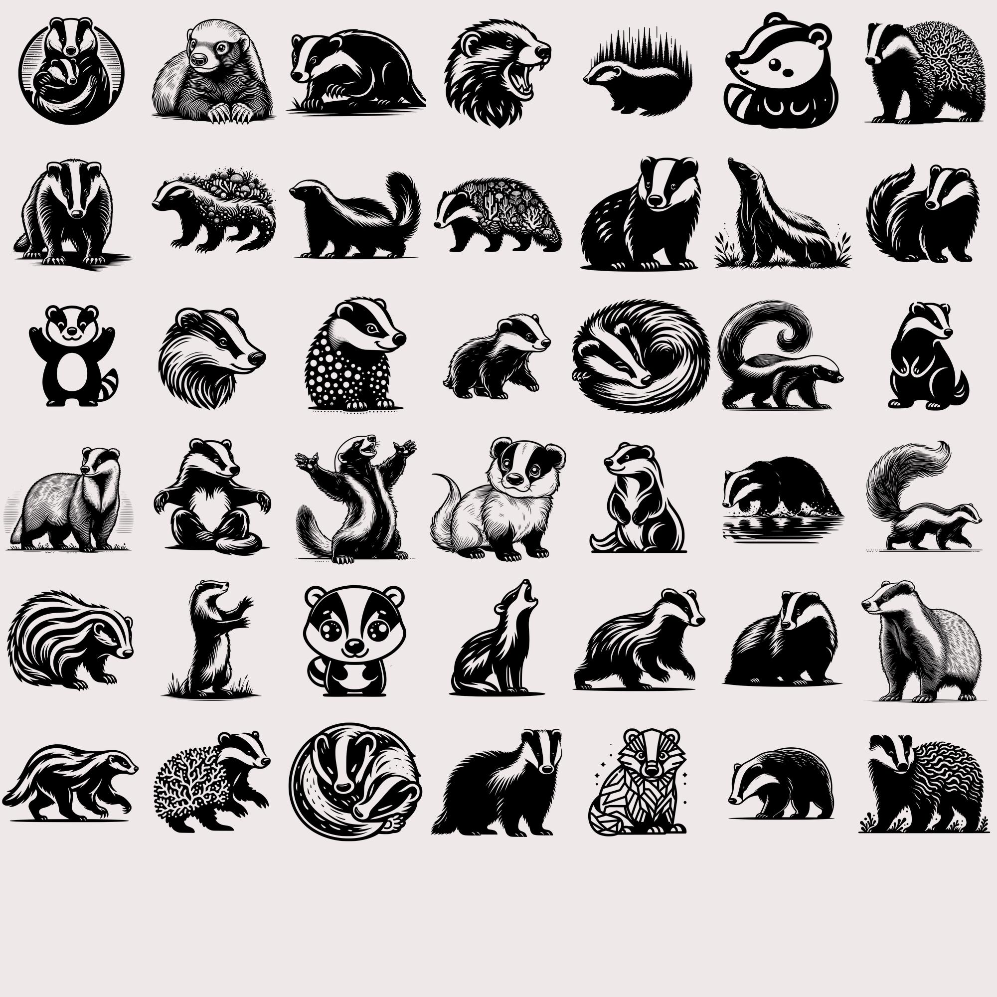 Badger Svg Bundle, Honey Badger Vector, Badger Silhouette, Badger ...