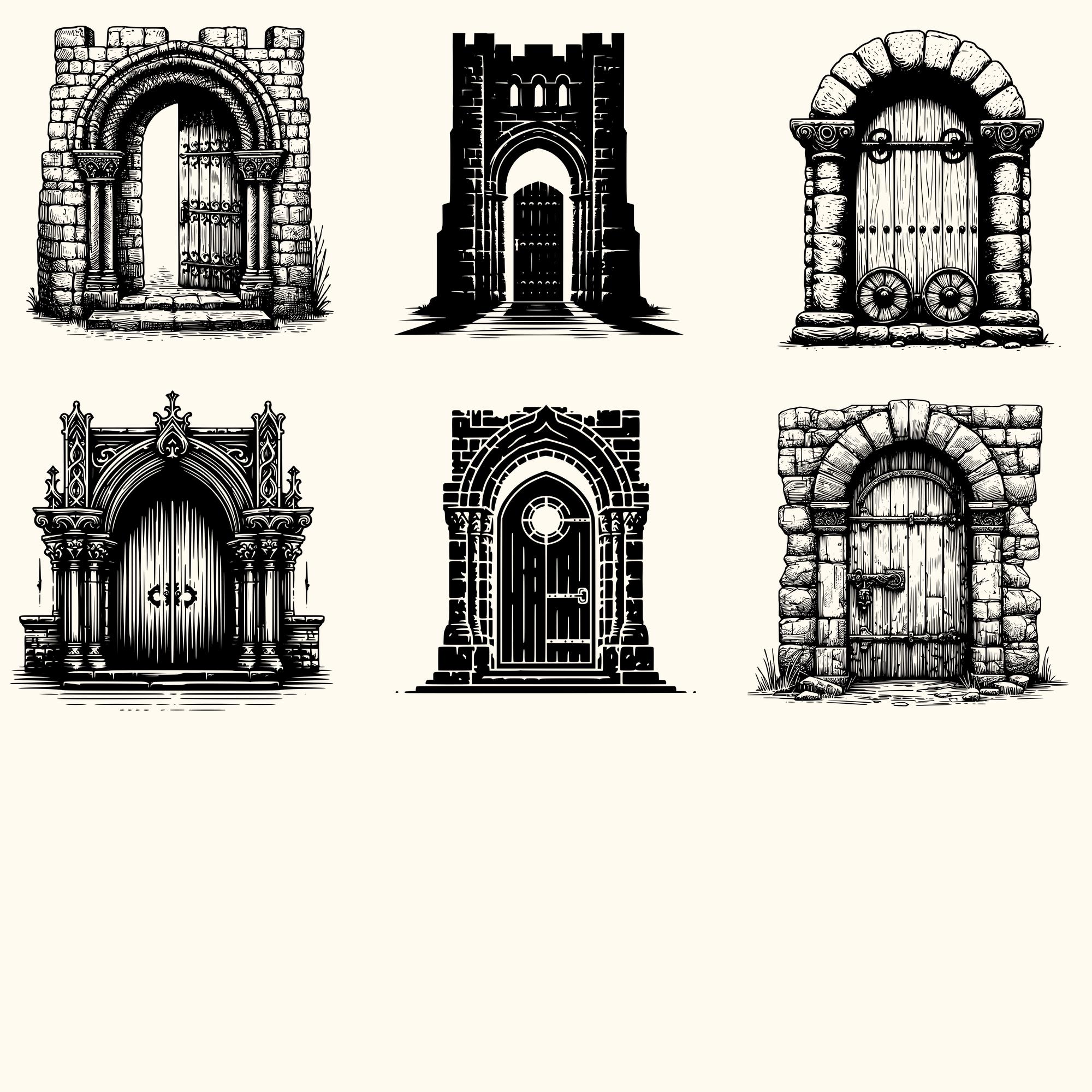 Medieval Old Stone Door Svg Bundle, Medieval Old Stone Door Vector ...