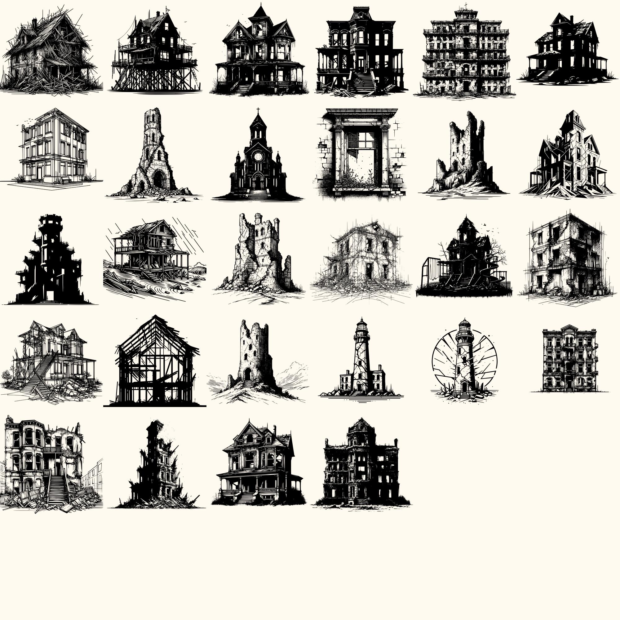 Abandoned Building Svg Bundle, Abandoned Building Vector, Building ...