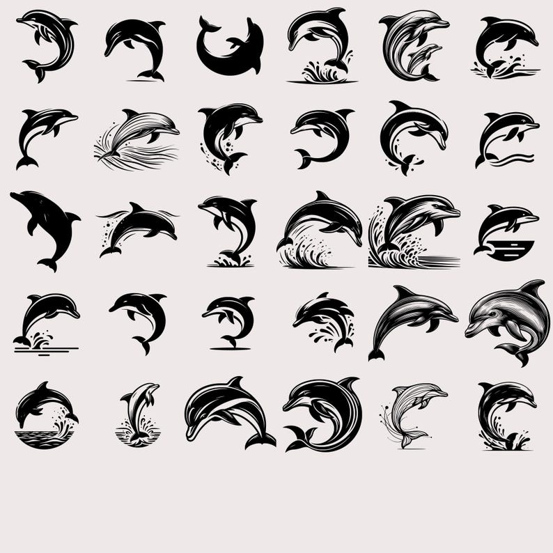 Dolphin Svg Bundle, Dolphin Vector, Dolphin Silhouette, Dolphin Cut ...