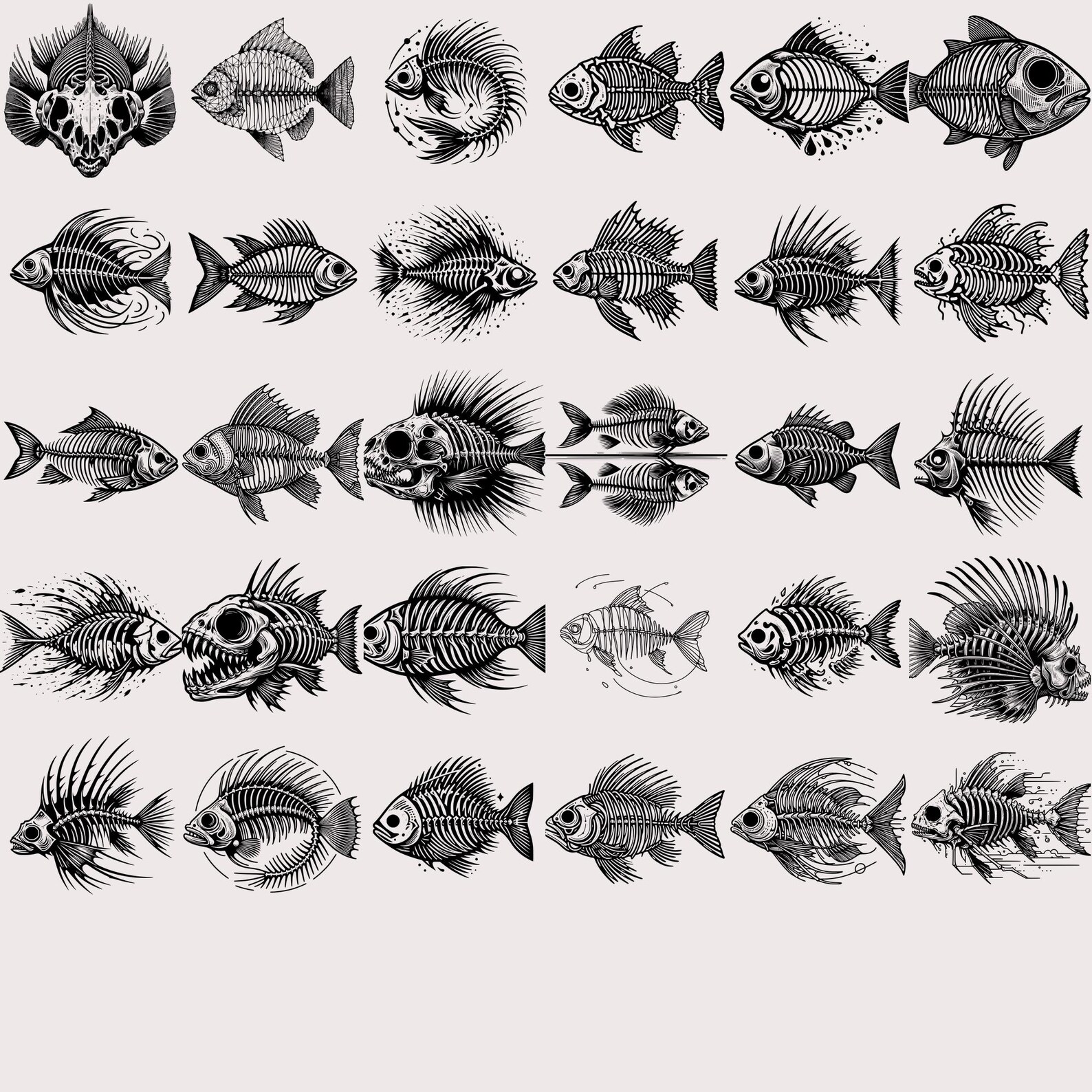 Fish Bones Svg Bundle, Fish Bones Vector, Fish Bones Silhouette ...