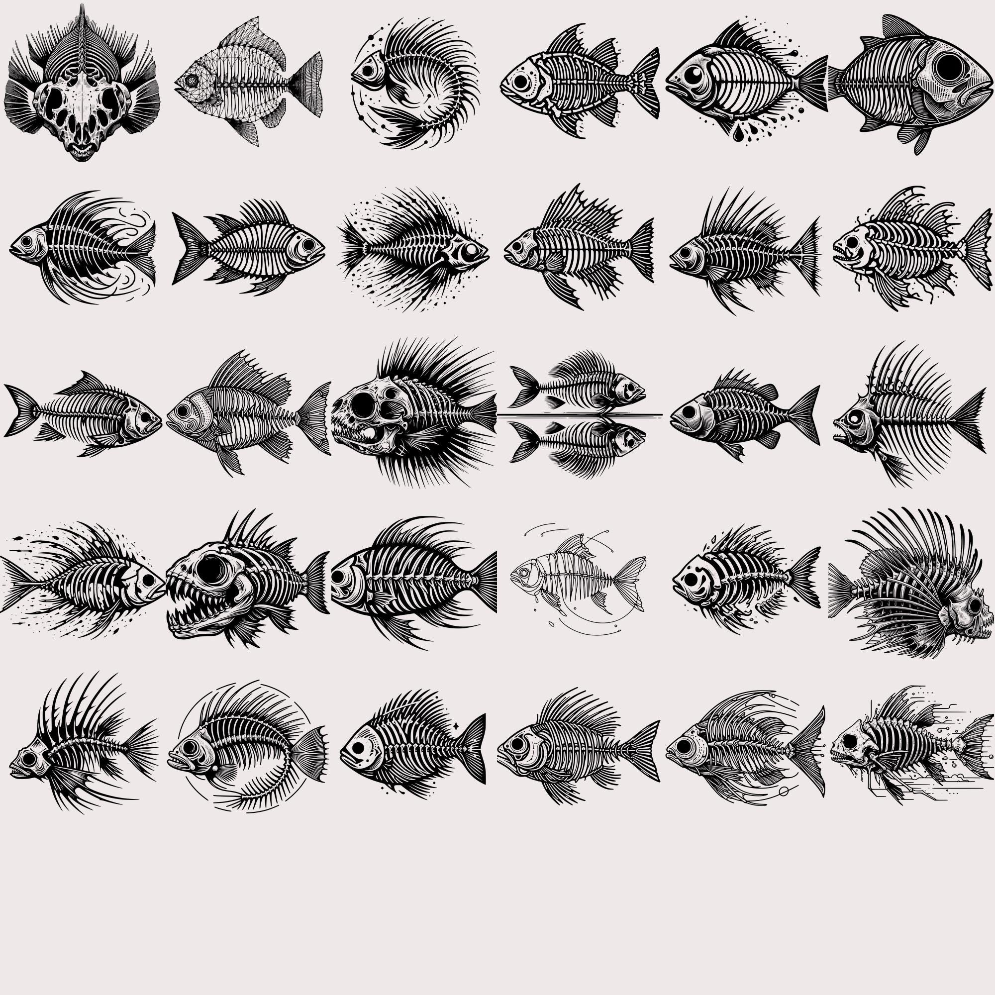 Fish Bones Svg Bundle, Fish Bones Vector, Fish Bones Silhouette ...