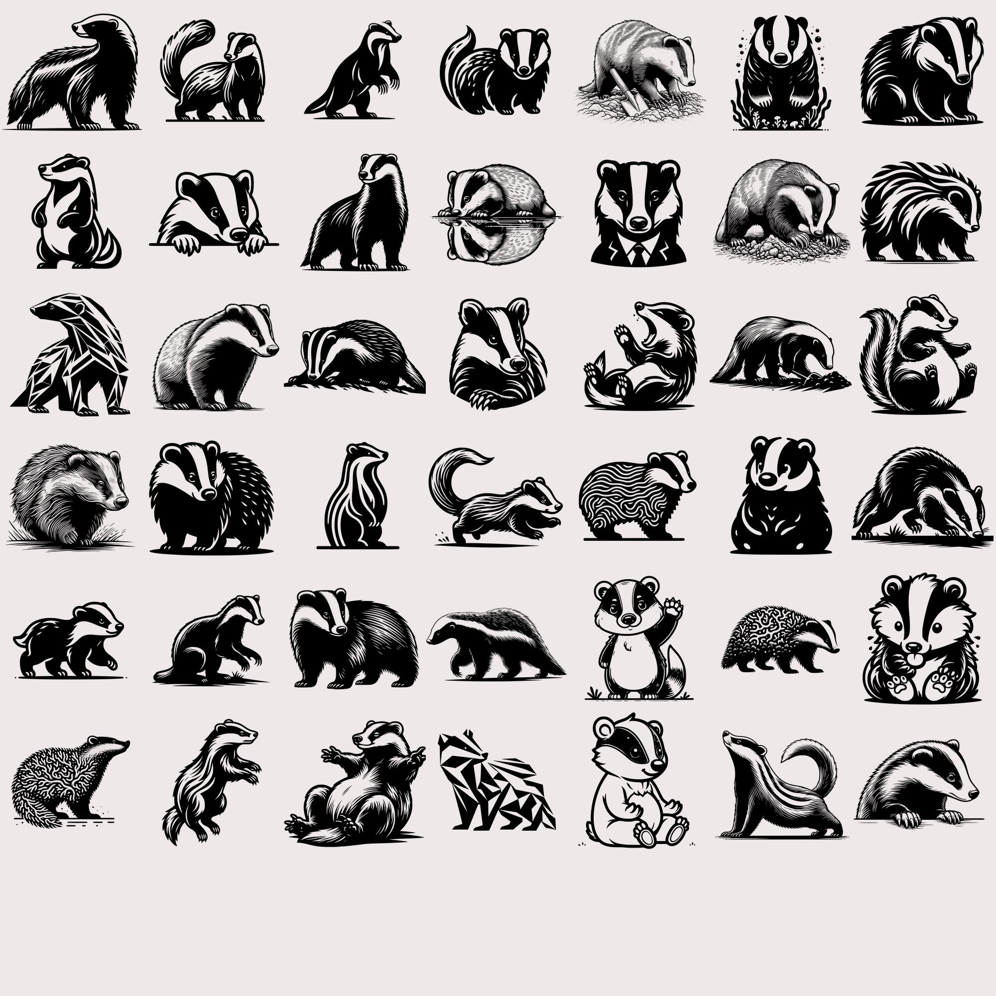 Badger Svg Bundle, Honey Badger Vector, Badger Silhouette, Badger ...