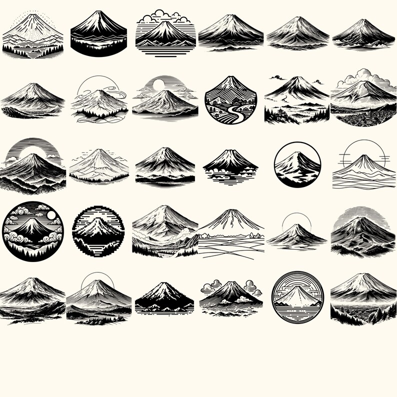 Mount Fuji Svg Bundle, Mount Fuji Fujiyama Vector, Mount Fuji ...