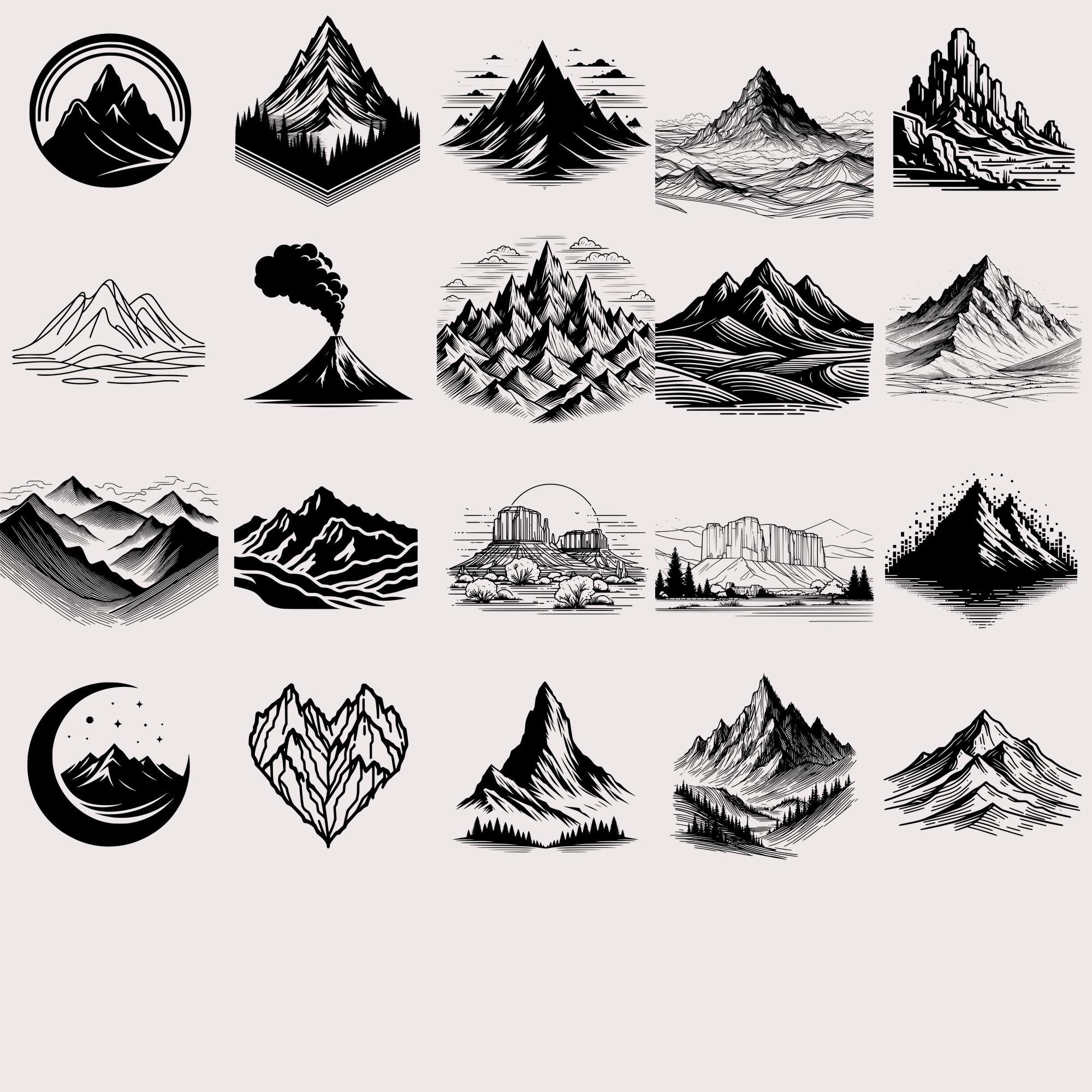 Mountains Svg Bundle, Mountains Vector, Mountains Silhouette, Mountains ...