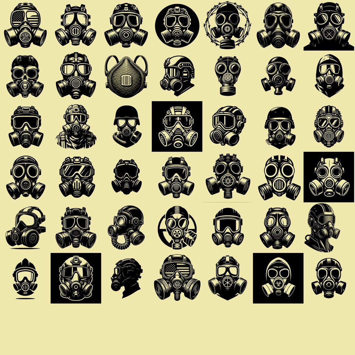 Gas Mask Svg Bundle, Gas Mask Cut File, Gas Mask Silhouette, Gas Mask ...