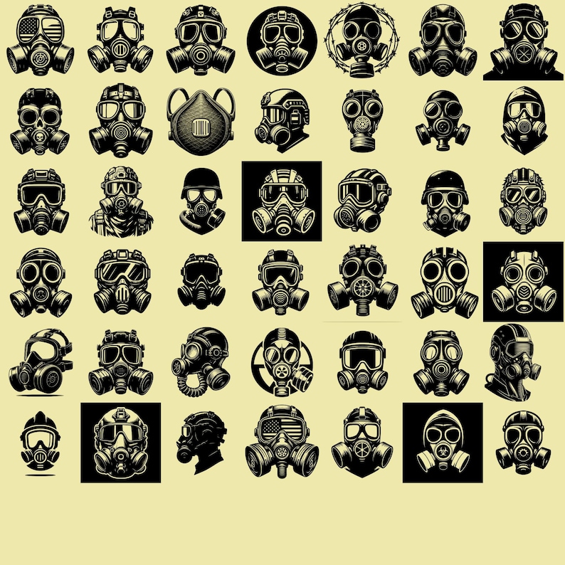 Gas Mask Svg Bundle, Gas Mask Cut File, Gas Mask Silhouette, Gas Mask ...