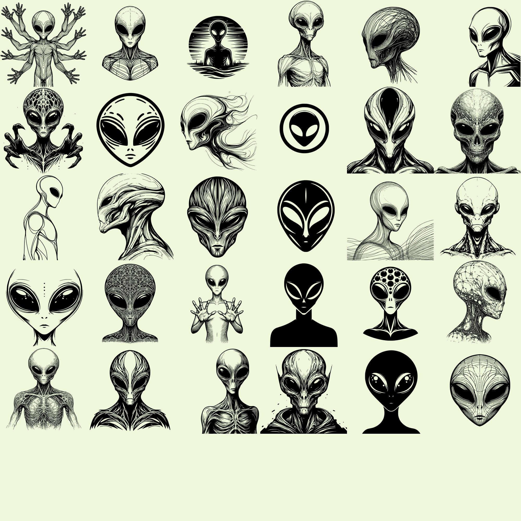 Alien Svg Bundle, Alien Face Vector, Alien Face Silhouette, Alien Svg ...